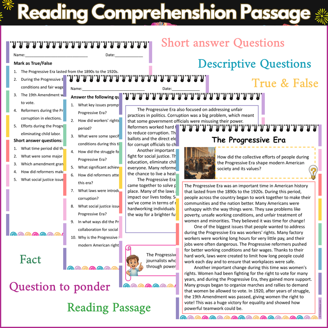 The Progressive Era | Reading Comprehension Passage and Questions ...
