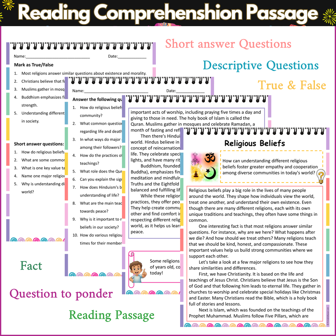 Religious Beliefs | Reading Comprehension Passage and Questions ...