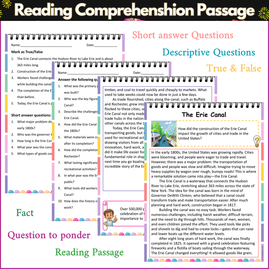 The Erie Canal | Reading Comprehension Passage and Questions ...