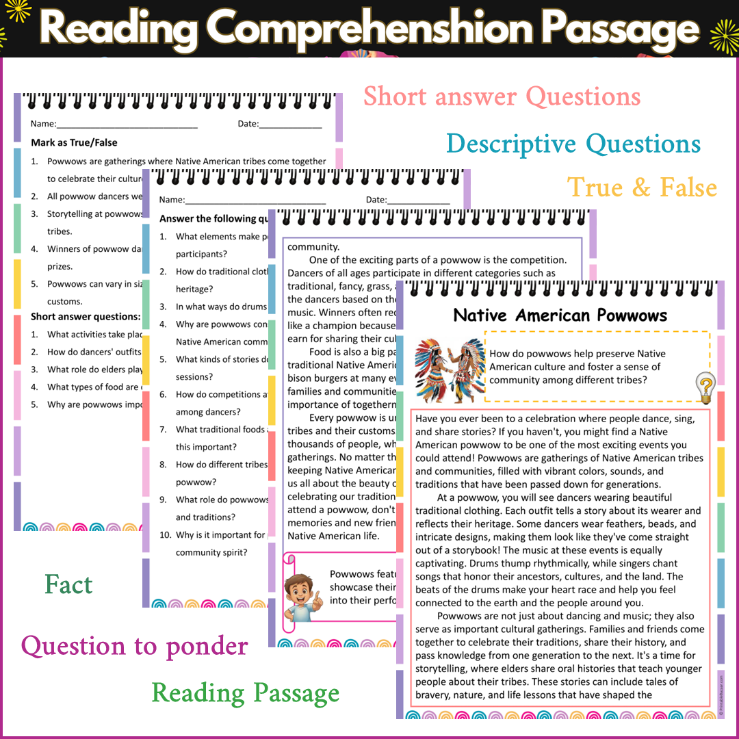 Native American Powwows | Reading Comprehension Passage and Questions ...