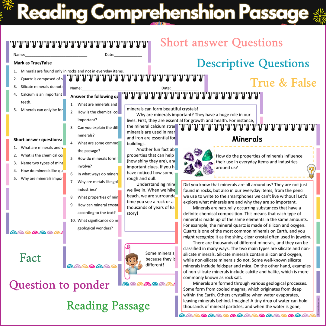 Minerals (Geology) | Reading Comprehension Passage and Questions ...
