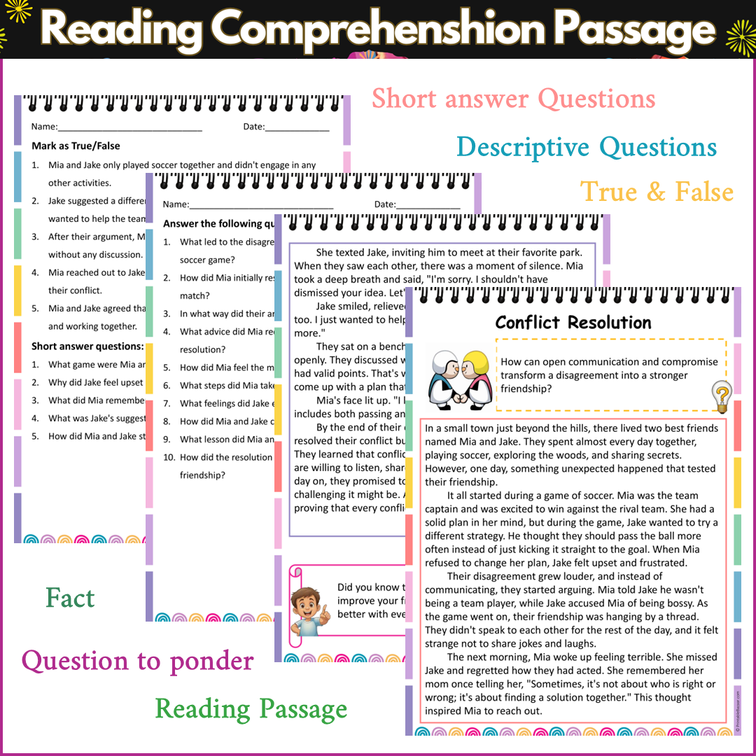 Conflict Resolution | Reading Comprehension Passage and Questions ...