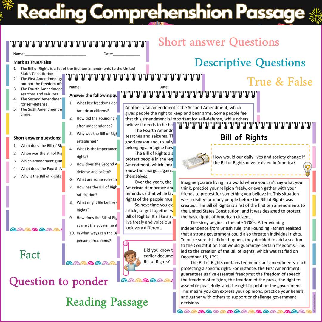 Bill of Rights | Reading Comprehension Passage and Questions ...