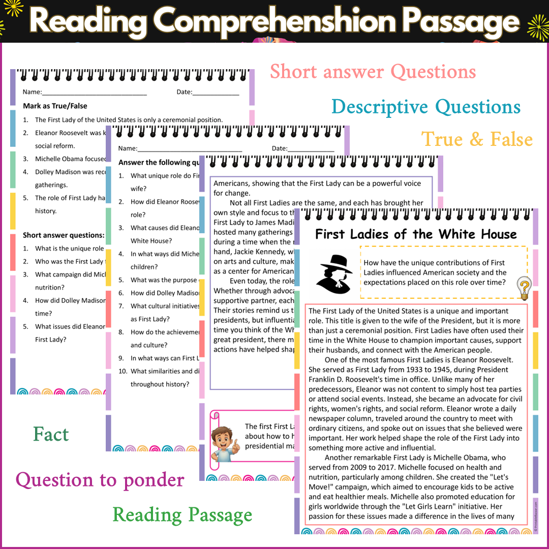 First Ladies of the White House | Reading Comprehension Passage and Qu ...