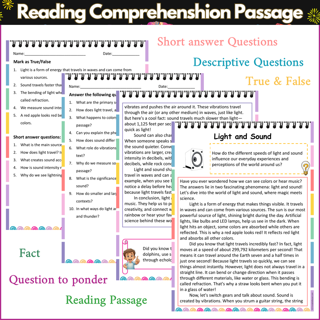 Light and Sound | Reading Comprehension Passage and Questions ...