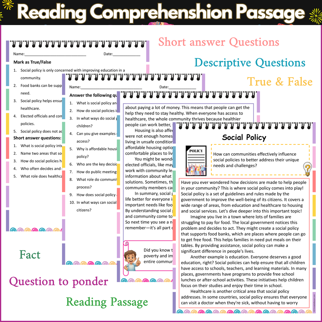 Social Policy | Reading Comprehension Passage and Questions ...