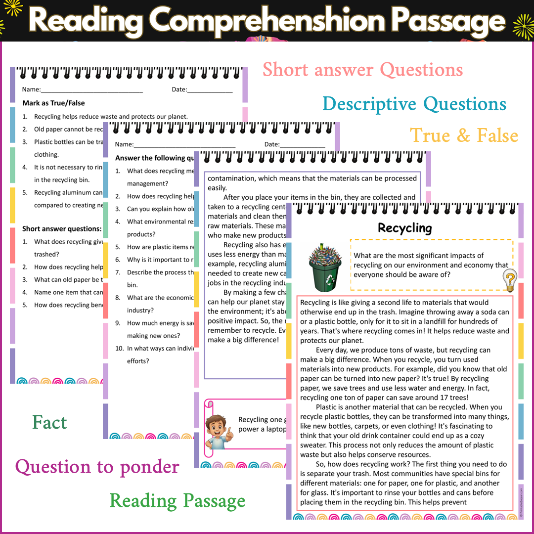 Recycling | Reading Comprehension Passage and Questions – PrintableBazaar
