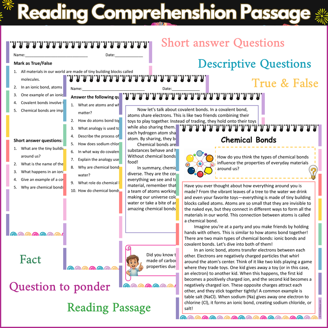 Chemical Bonds | Reading Comprehension Passage and Questions ...