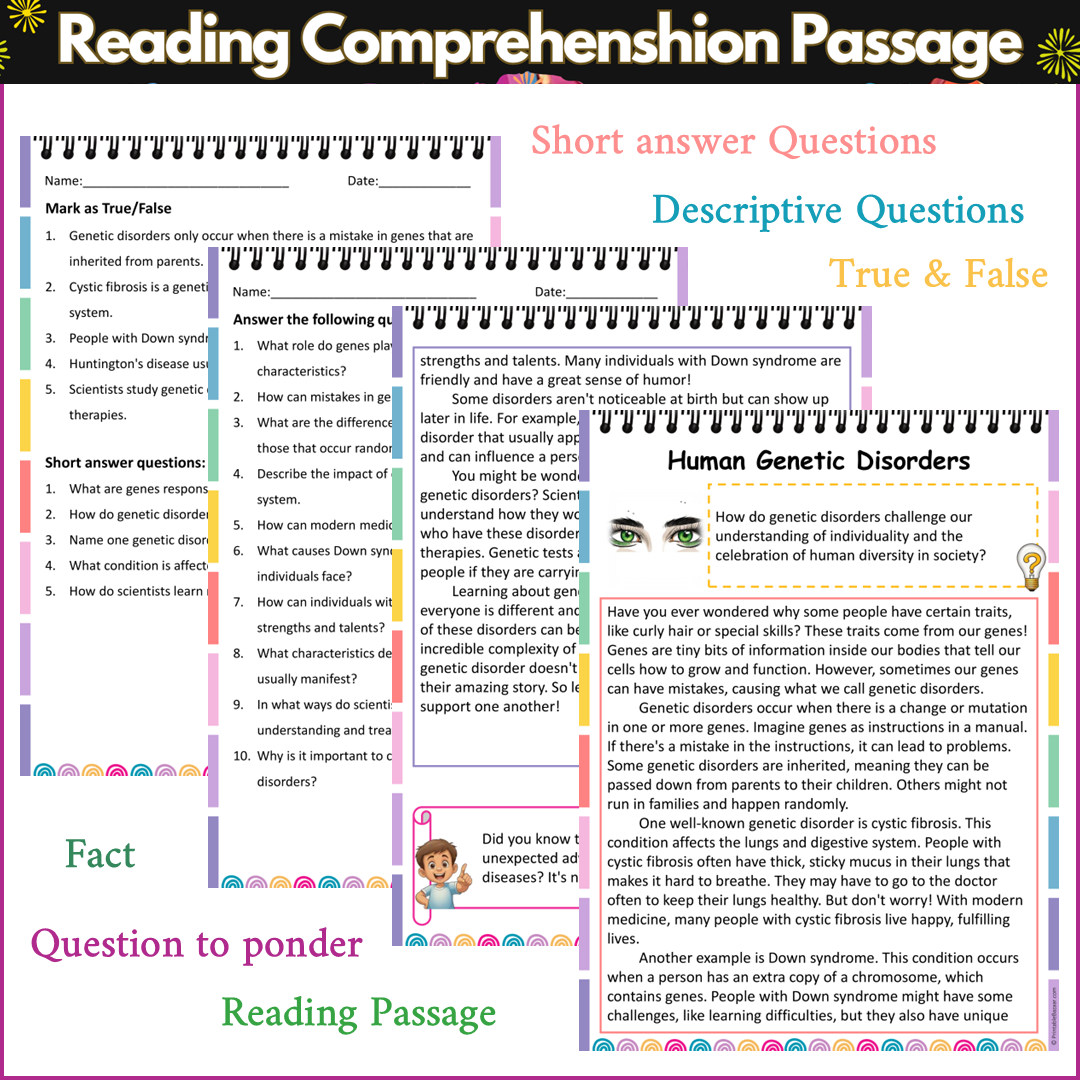 Human Genetic Disorders | Reading Comprehension Passage and Questions ...