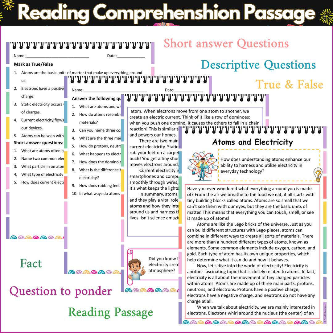 Atoms and Electricity | Reading Comprehension Passage and Questions ...