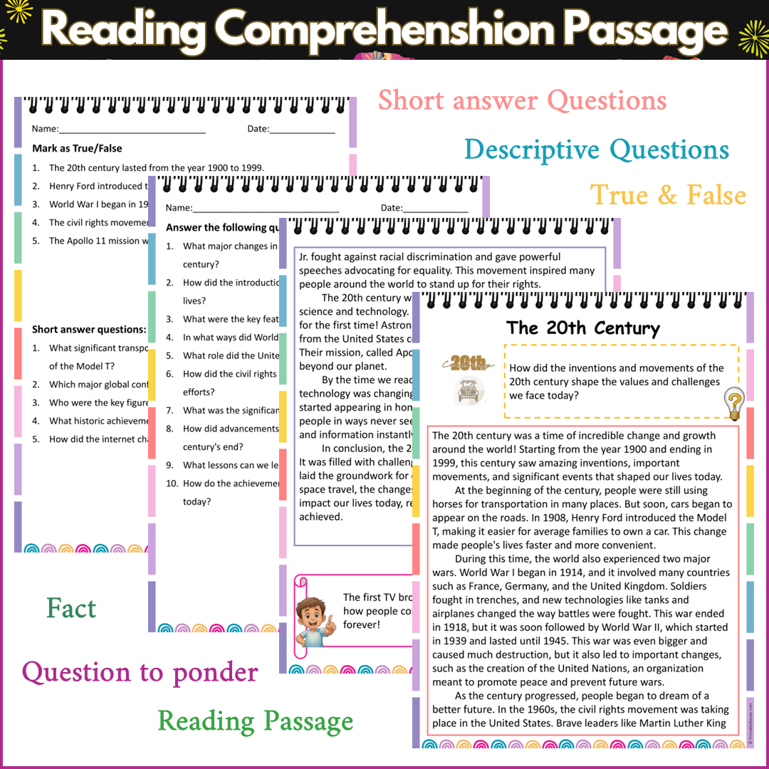 The 20th Century | Reading Comprehension Passage and Questions ...