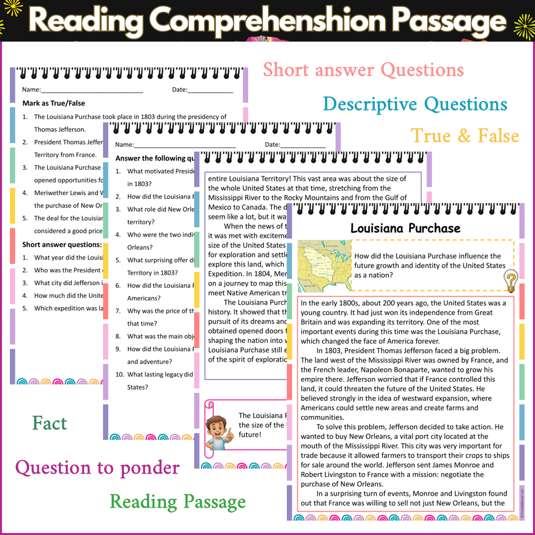 Louisiana Purchase | Reading Comprehension Passage and Questions ...