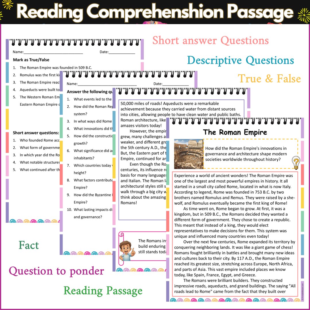 The Roman Empire | Reading Comprehension Passage and Questions ...