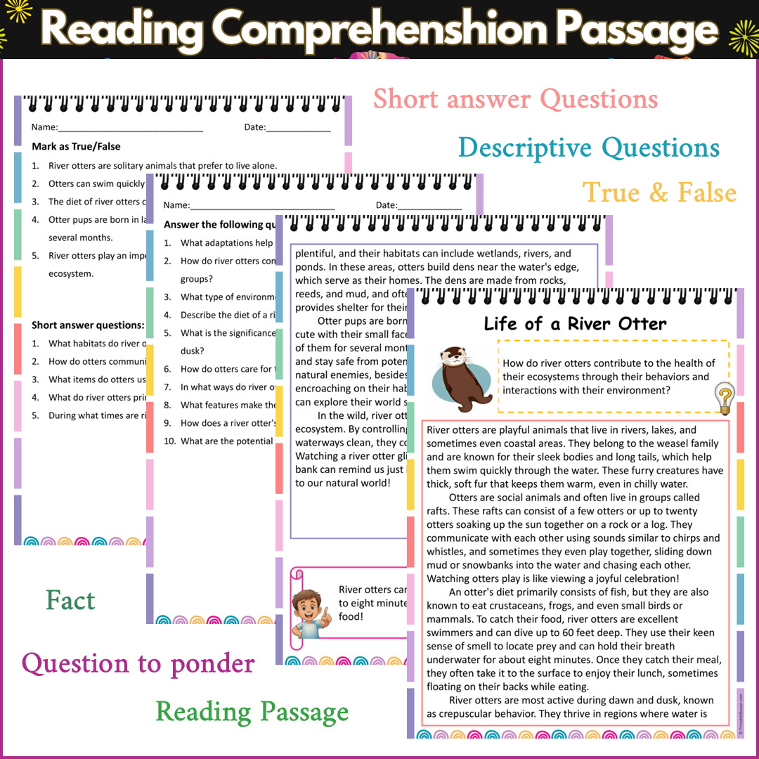 Life of a River Otter | Reading Comprehension Passage and Questions ...