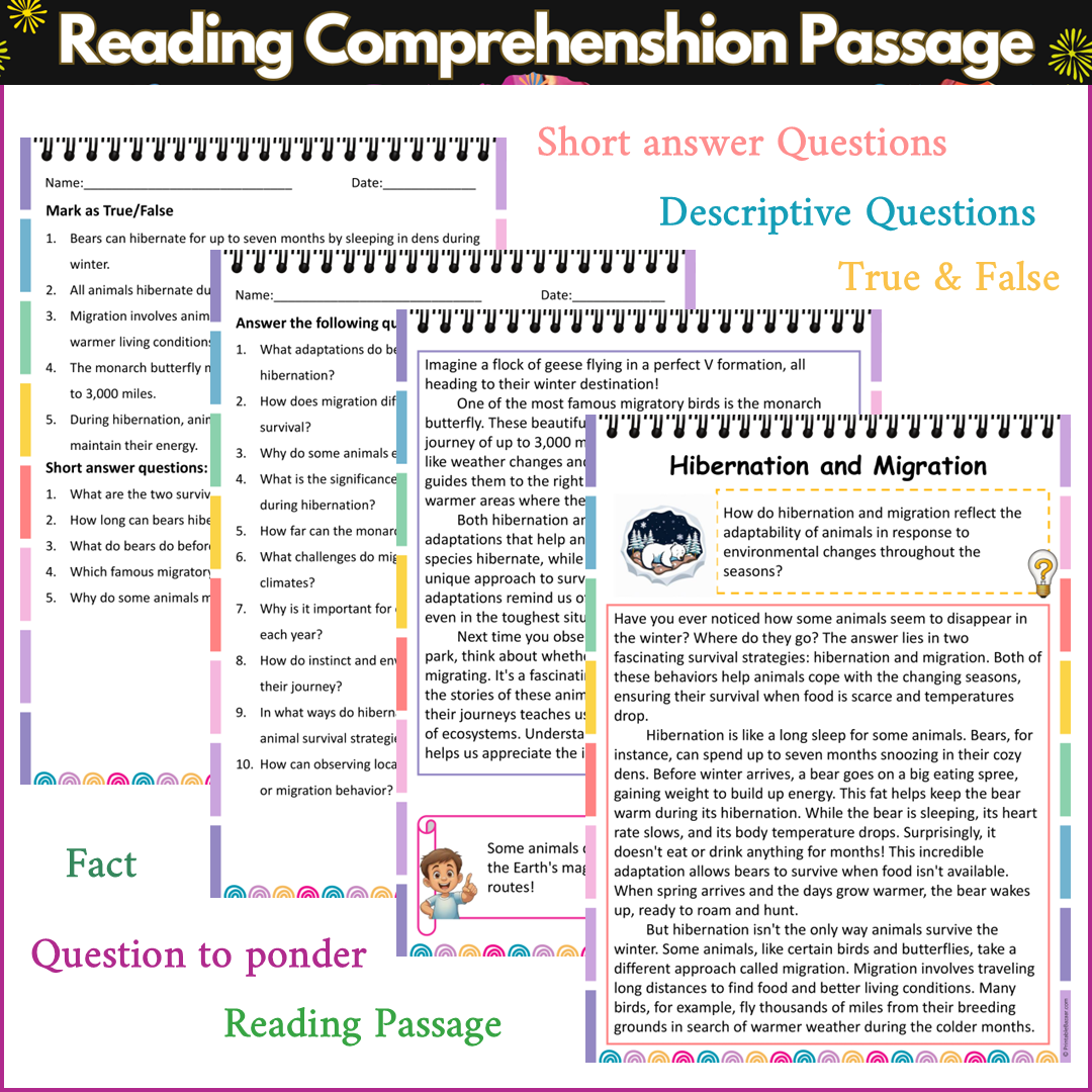 Hibernation and Migration | Reading Comprehension Passage and Question ...