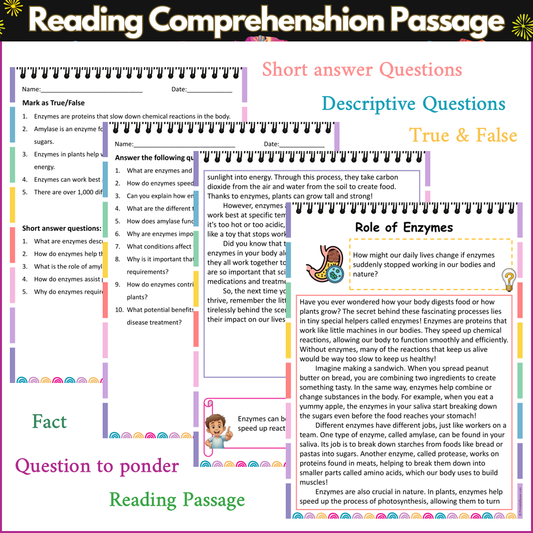 Role of Enzymes | Reading Comprehension Passage and Questions ...