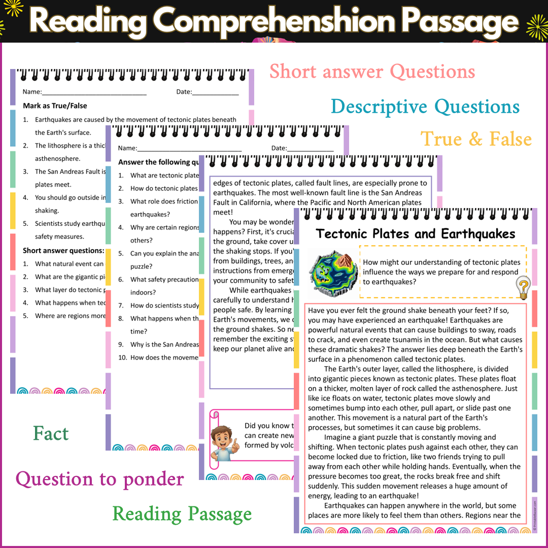 Tectonic Plates and Earthquakes | Reading Comprehension Passage and Qu ...