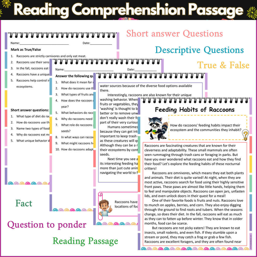 Feeding Habits of Raccoons | Reading Comprehension Passage and Questio ...