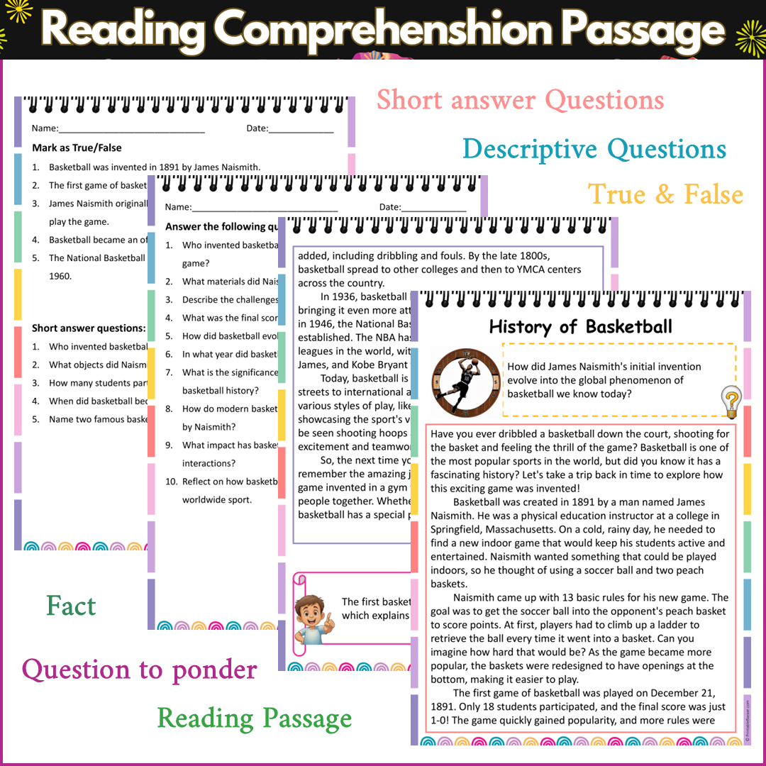 History of Basketball | Reading Comprehension Passage and Questions ...