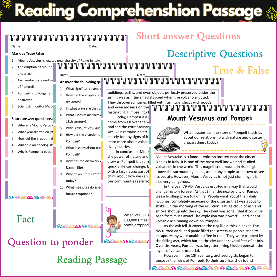 Mount Vesuvius and Pompeii | Reading Comprehension Passage and Questio ...