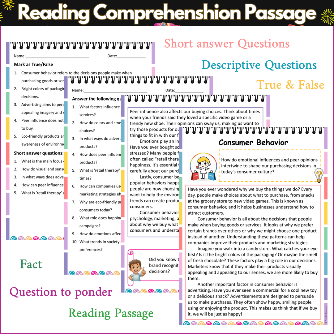 Consumer Behavior | Reading Comprehension Passage and Questions ...