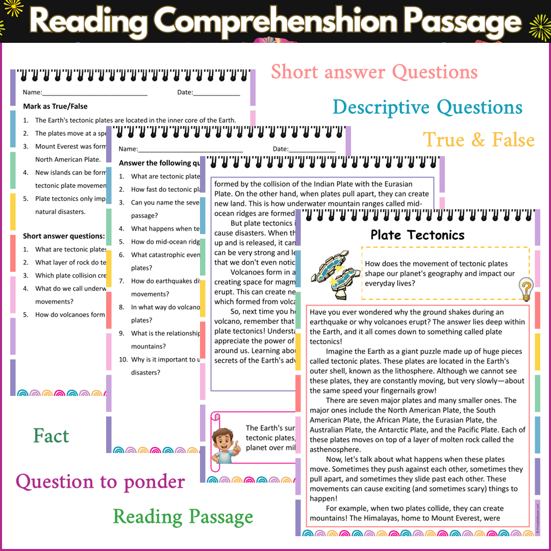 Plate Tectonics | Reading Comprehension Passage and Questions ...
