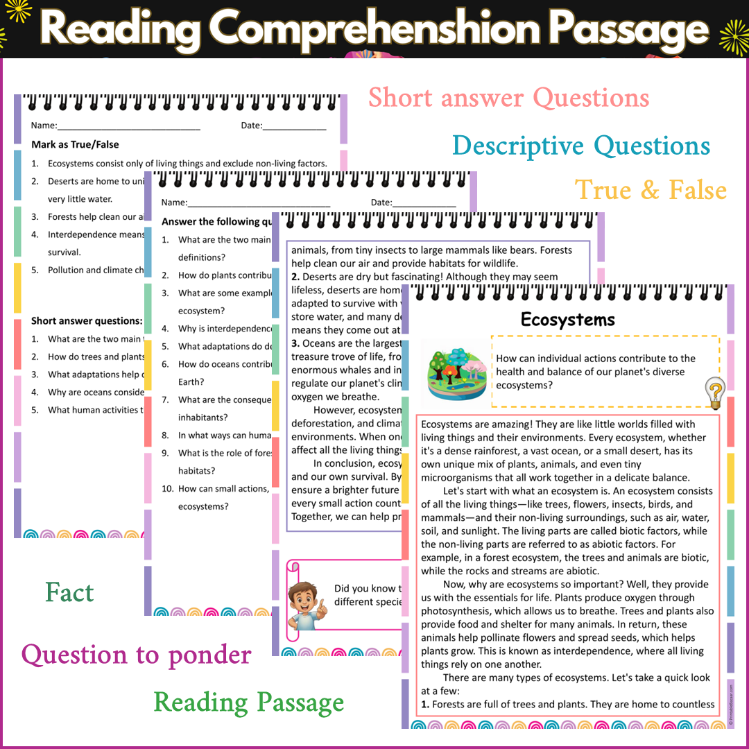 Ecosystems | Reading Comprehension Passage and Questions – PrintableBazaar