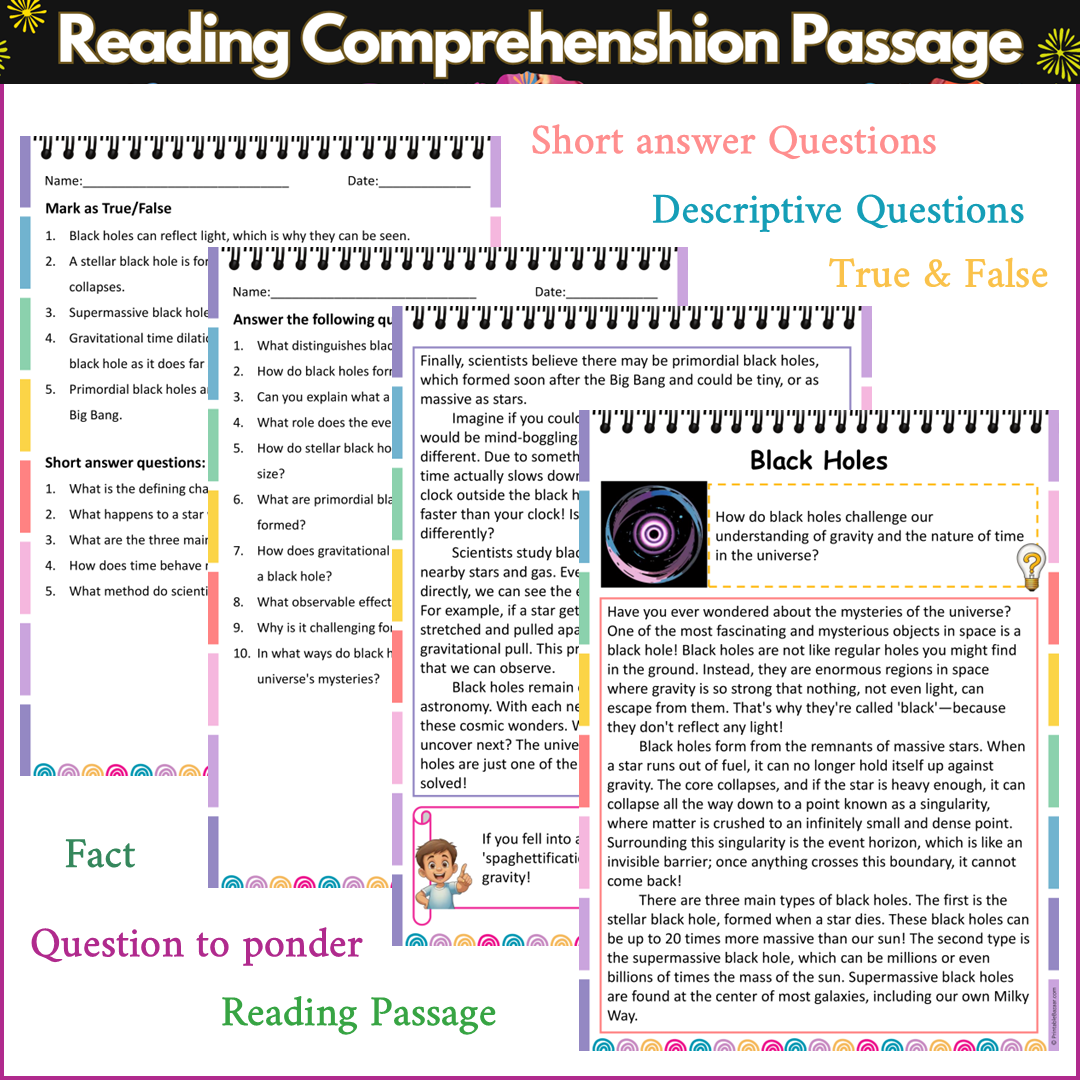 Black Holes | Reading Comprehension Passage and Questions – PrintableBazaar