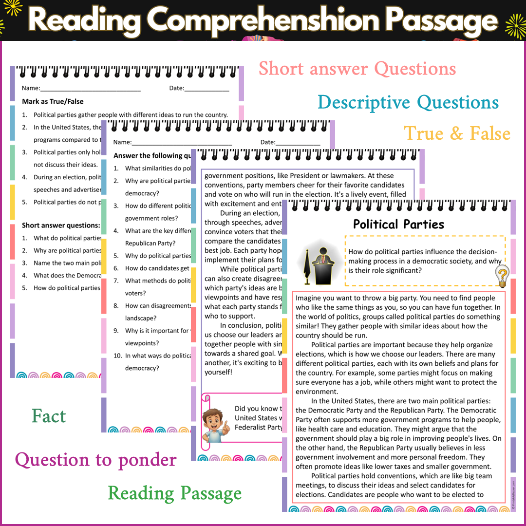 Political Parties | Reading Comprehension Passage and Questions ...
