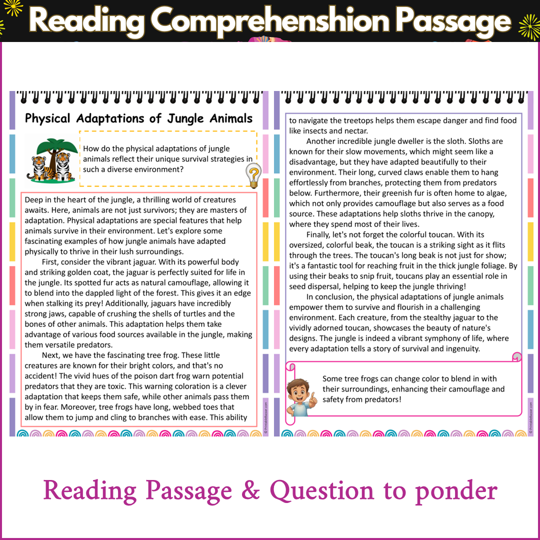 Physical Adaptations of Jungle Animals | Reading Comprehension Passage ...