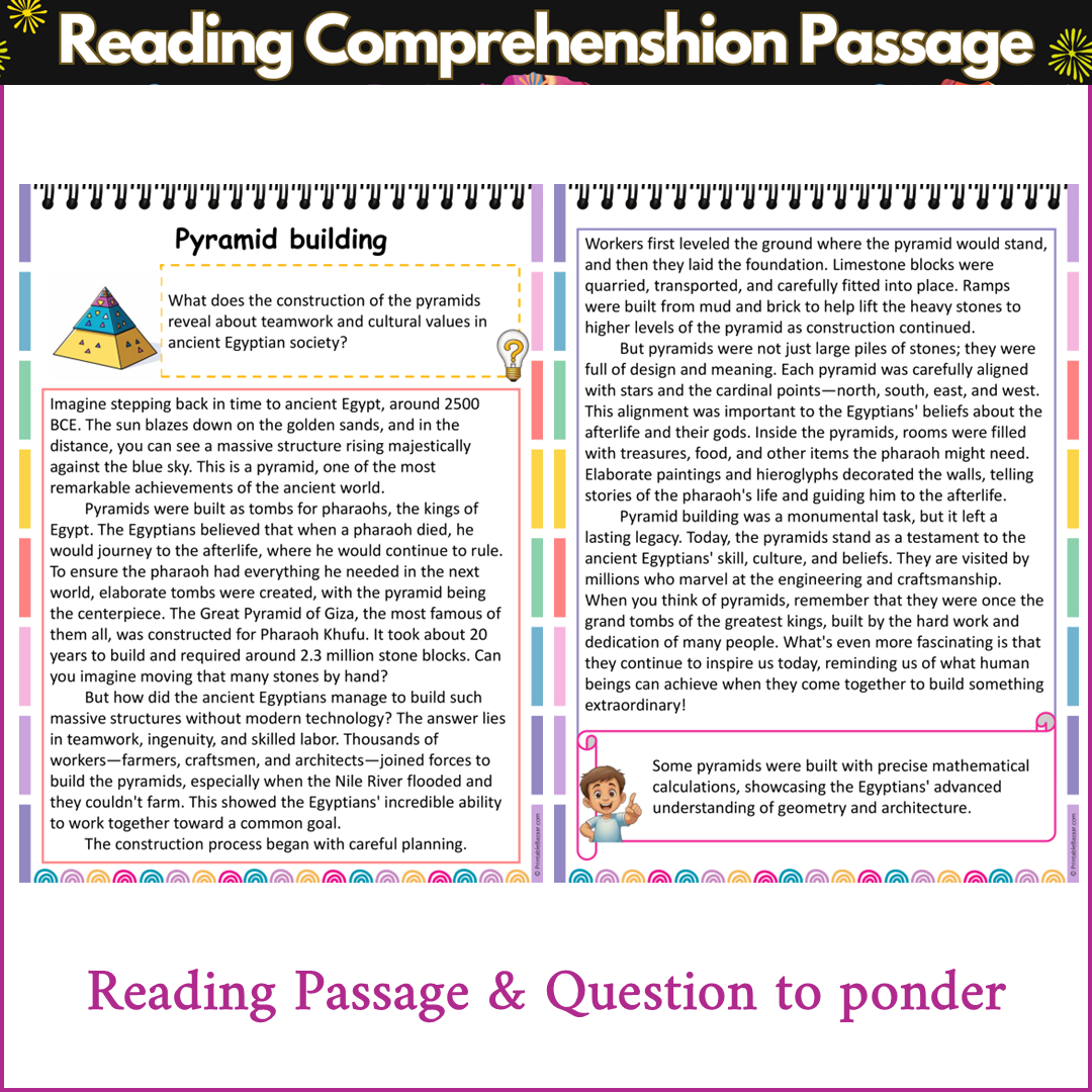 Pyramid building | Reading Comprehension Passage and Questions ...