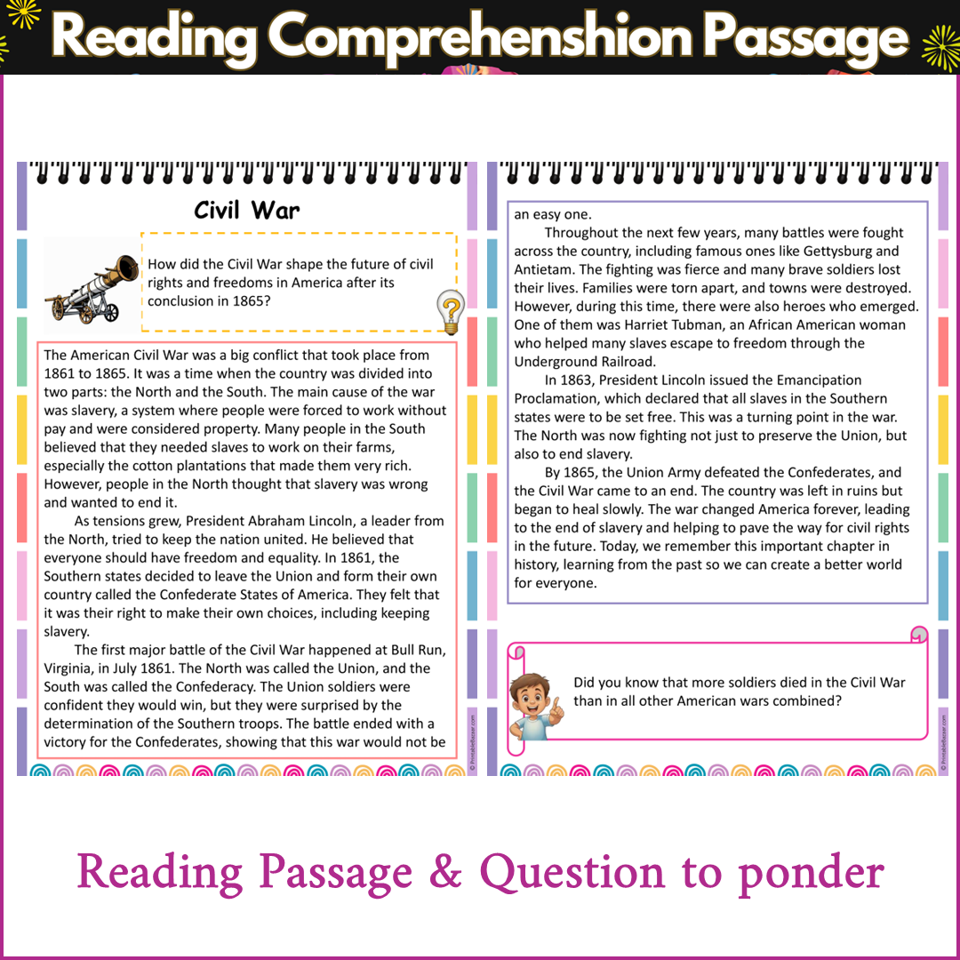 Civil War | Reading Comprehension Passage and Questions – PrintableBazaar