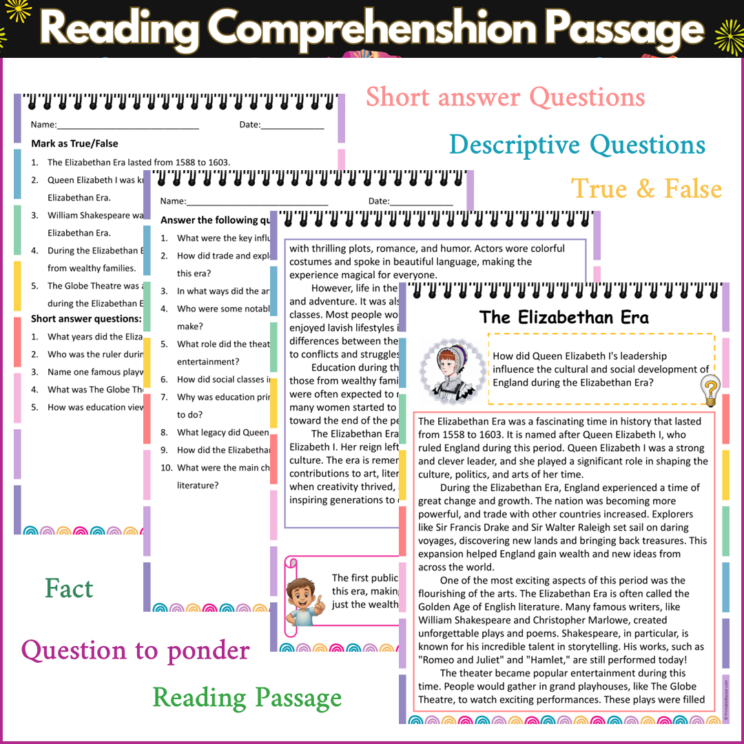 The Elizabethan Era | Reading Comprehension Passage and Questions ...