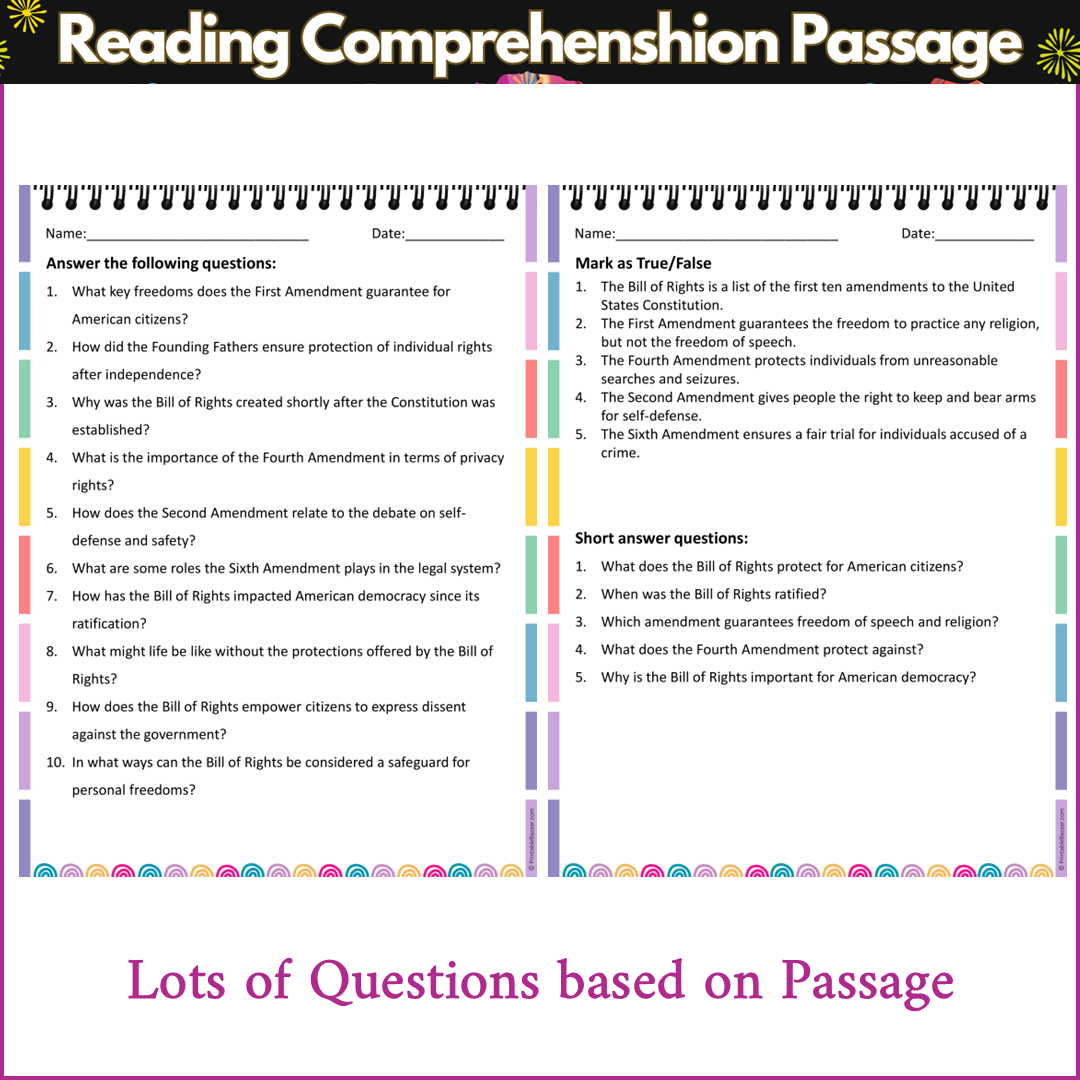 Bill of Rights | Reading Comprehension Passage and Questions ...