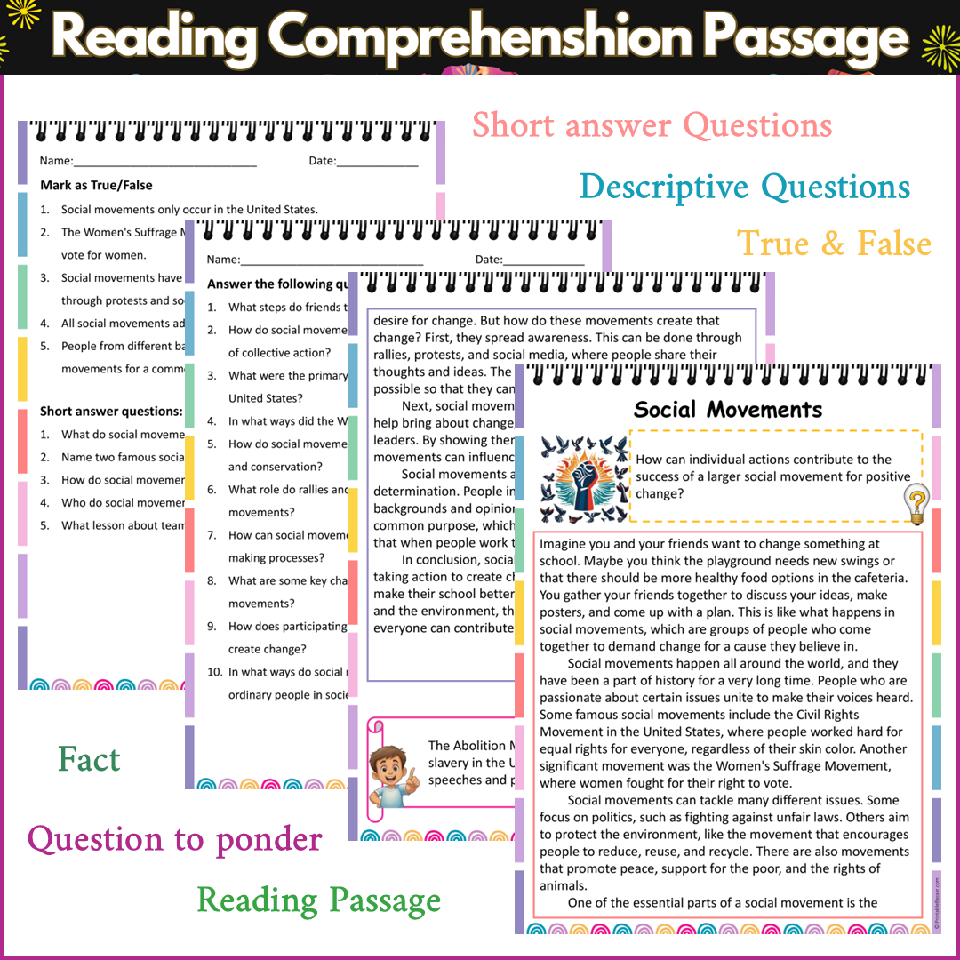 Social Movements | Reading Comprehension Passage and Questions ...