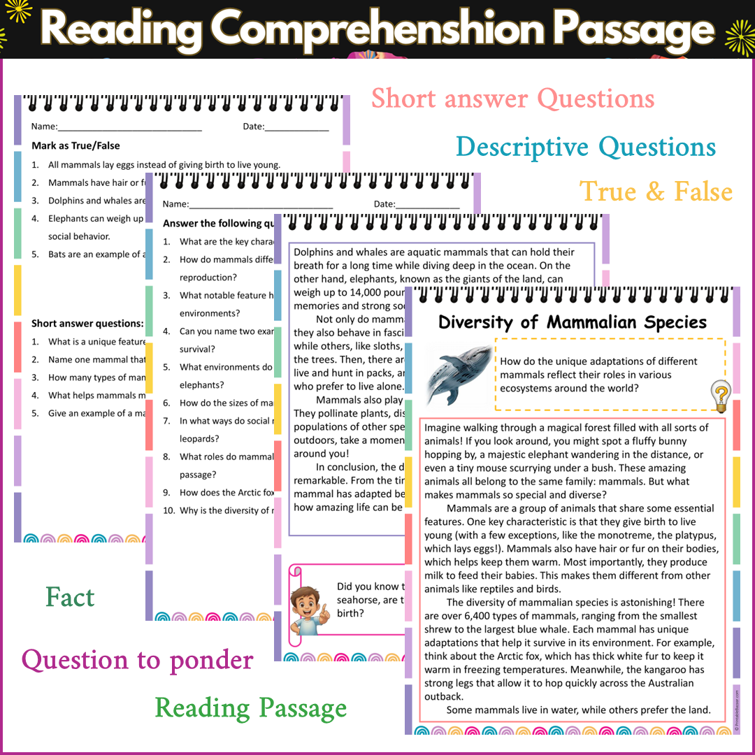 Diversity of Mammalian Species | Reading Comprehension Passage and Que ...
