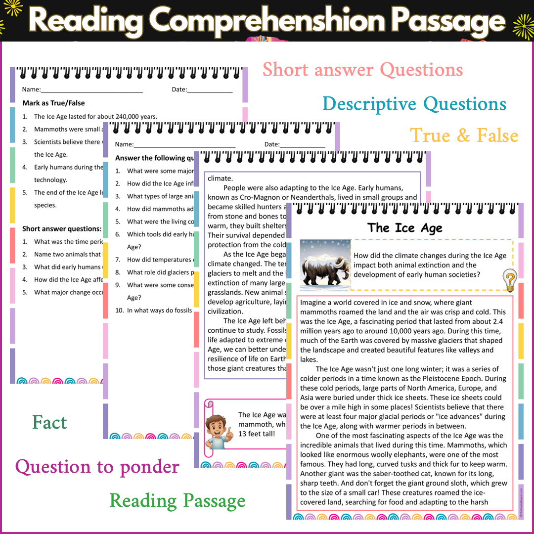 The Ice Age | Reading Comprehension Passage and Questions – PrintableBazaar