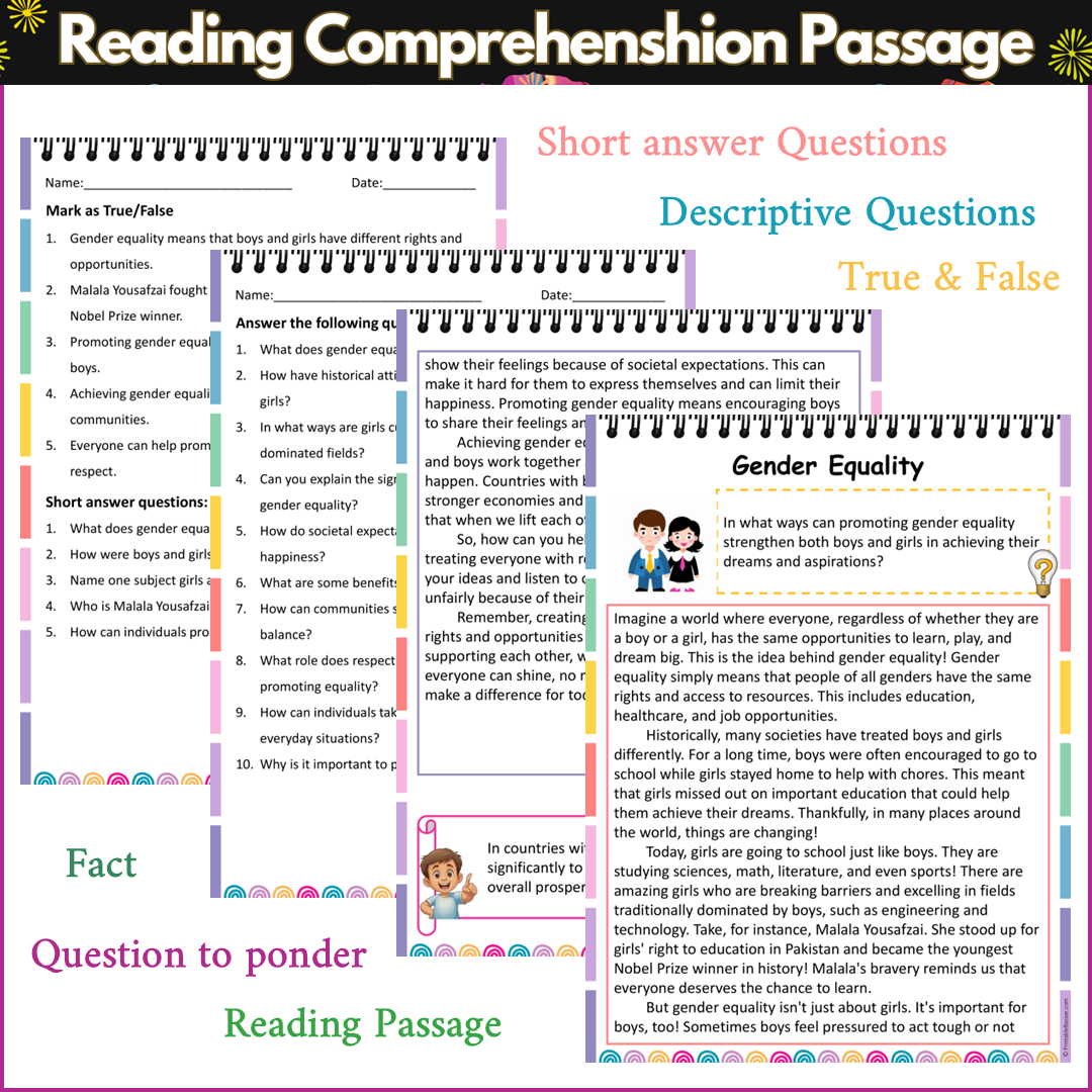 Gender Equality | Reading Comprehension Passage and Questions ...