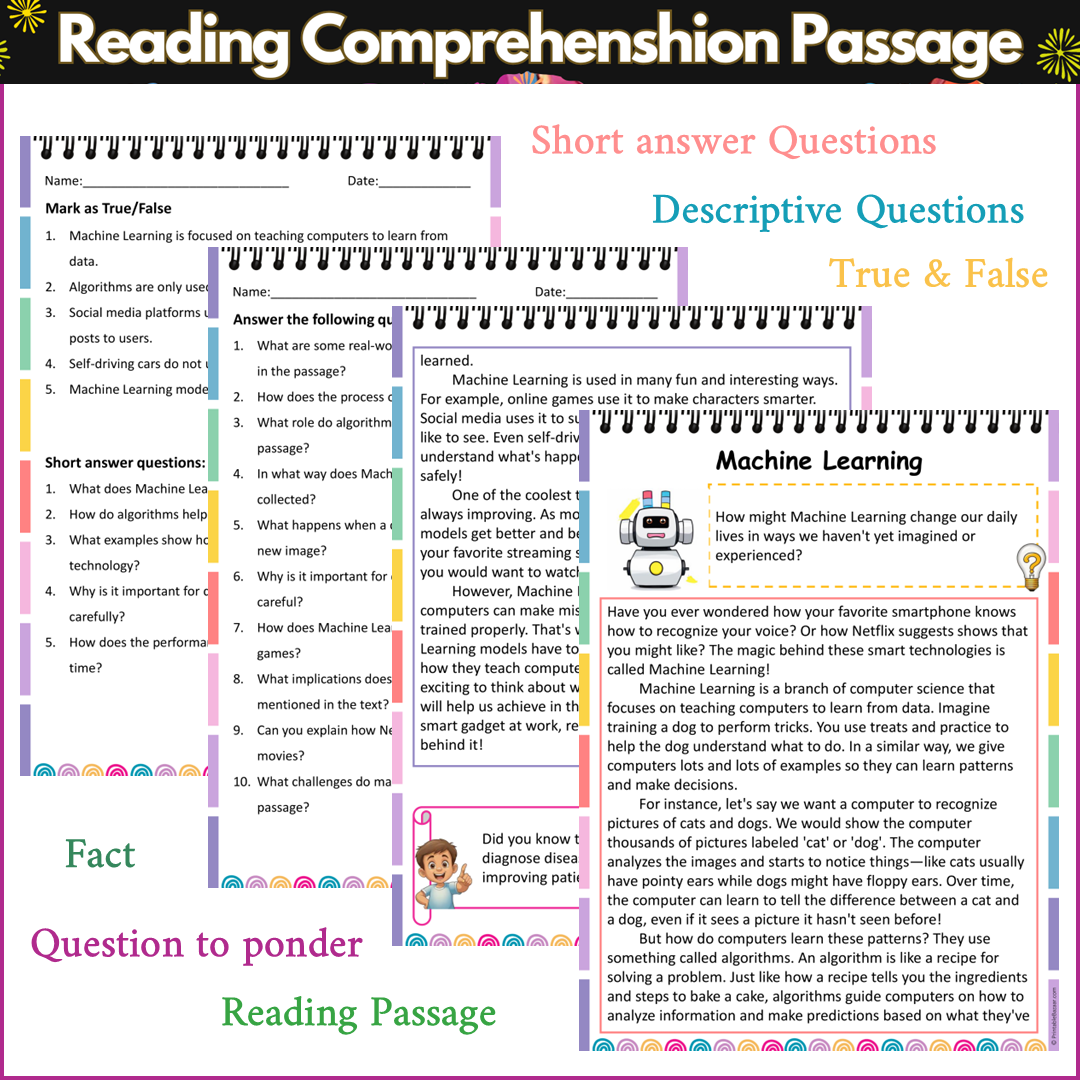 Machine Learning | Reading Comprehension Passage and Questions ...
