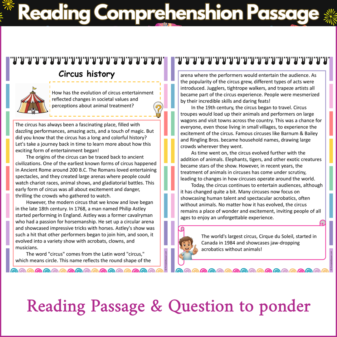 Circus history | Reading Comprehension Passage and Questions ...