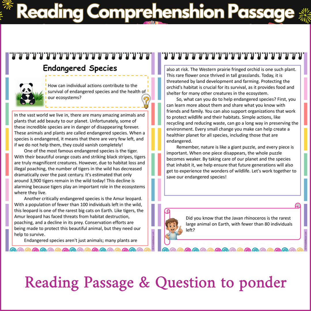 Endangered Species | Reading Comprehension Passage and Questions ...