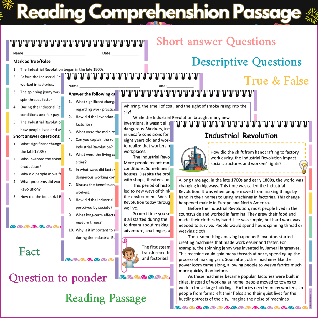 Industrial Revolution | Reading Comprehension Passage and Questions ...