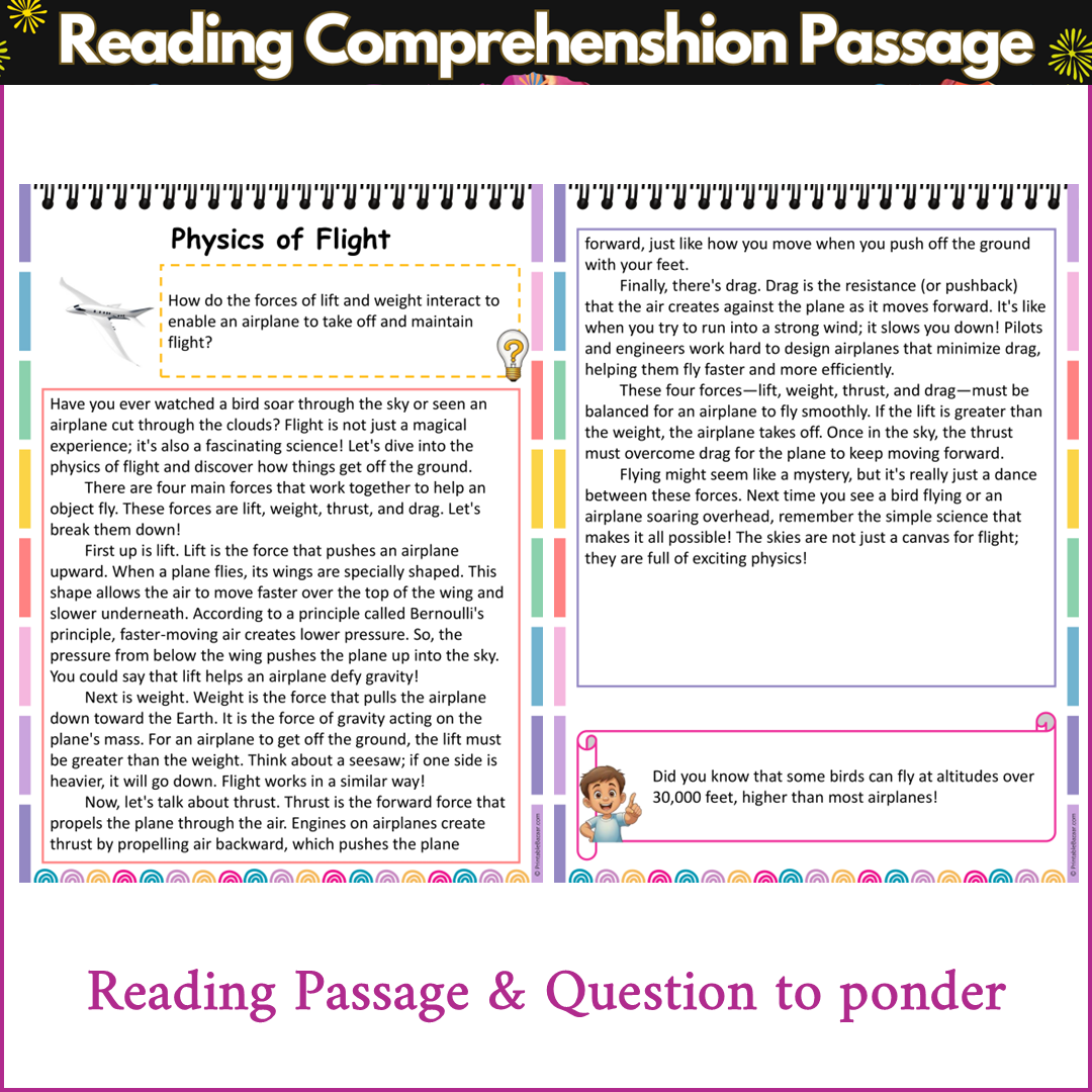 Physics of Flight | Reading Comprehension Passage and Questions ...