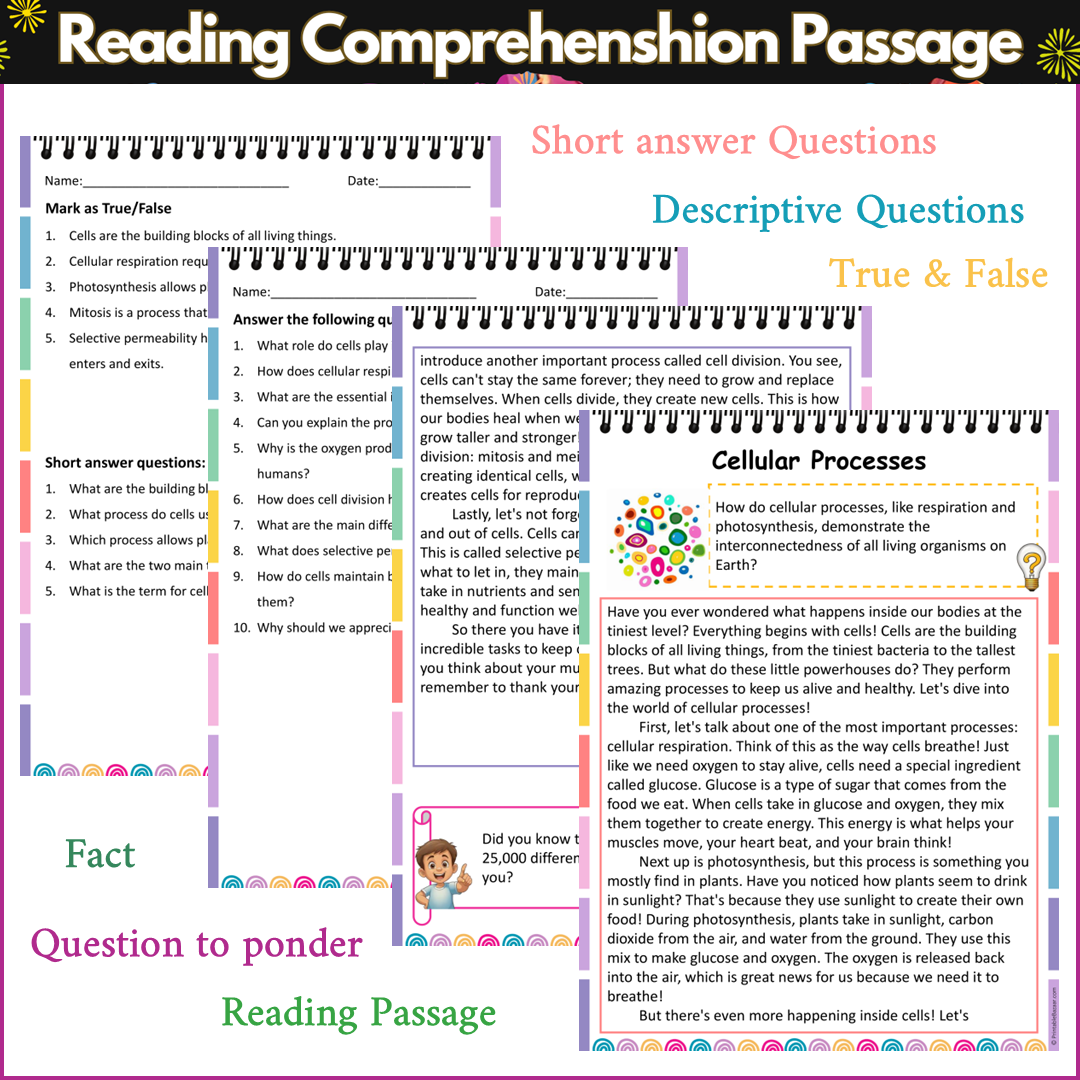 Cellular Processes | Reading Comprehension Passage and Questions ...