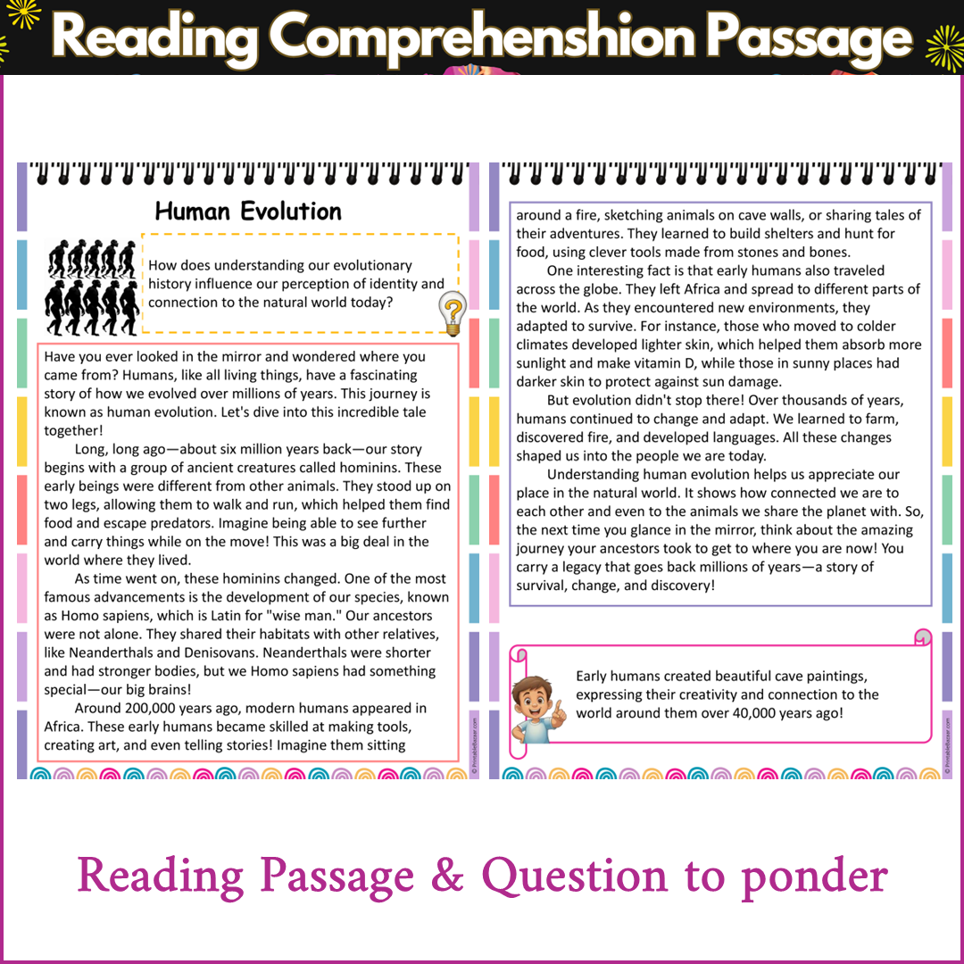 Human Evolution | Reading Comprehension Passage and Questions ...