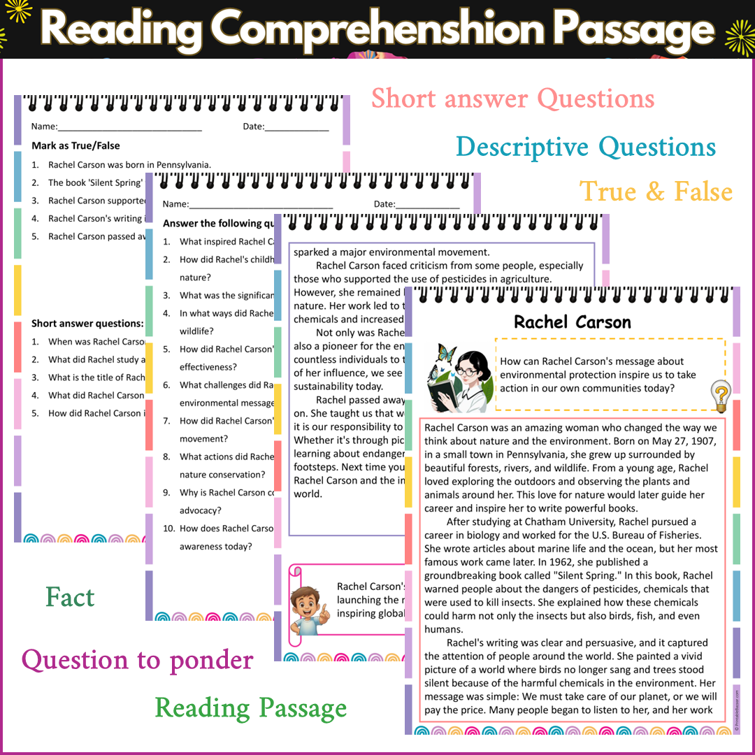 Rachel Carson | Reading Comprehension Passage and Questions ...