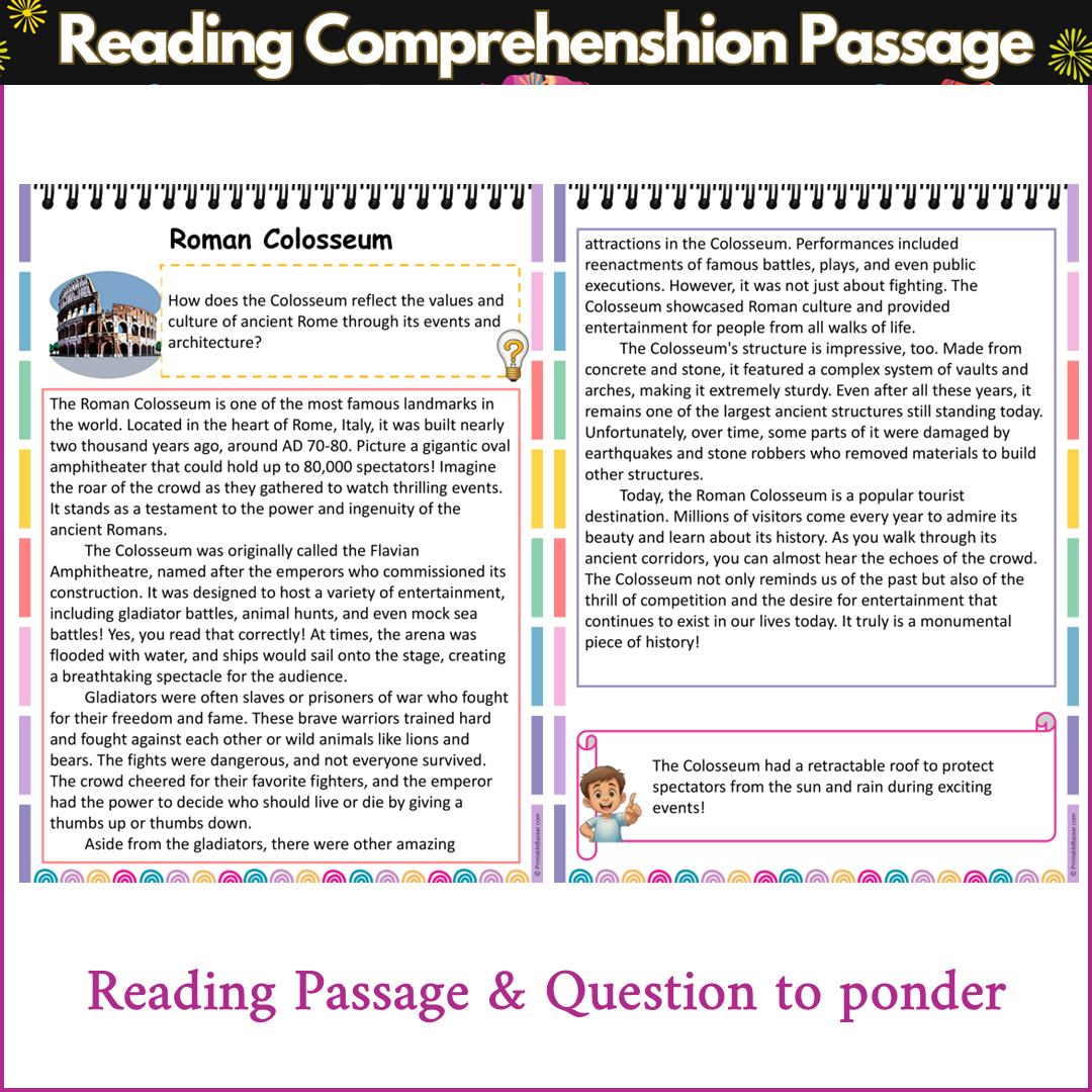 Roman Colosseum | Reading Comprehension Passage and Questions ...