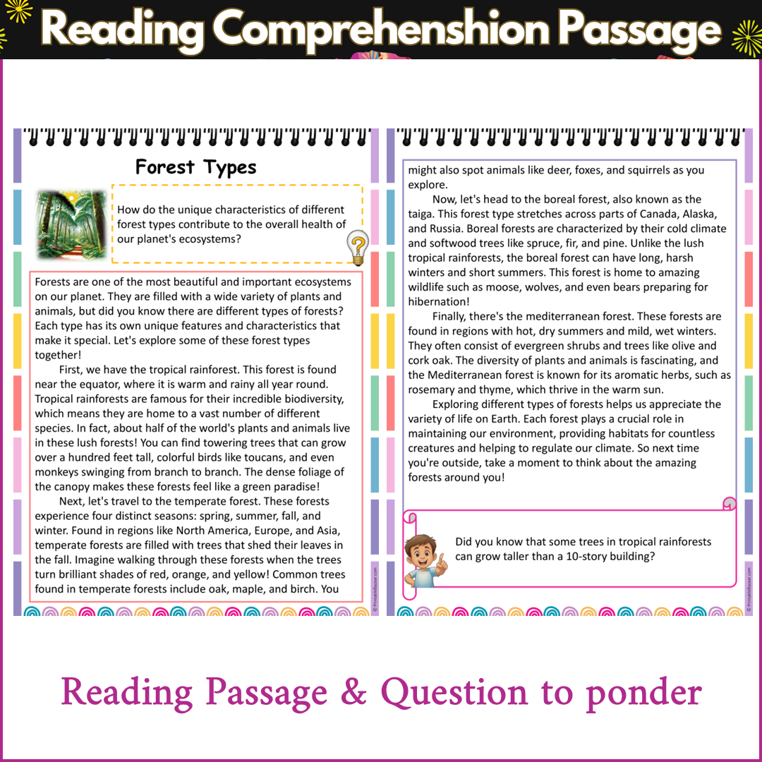 Forest Types | Reading Comprehension Passage and Questions ...