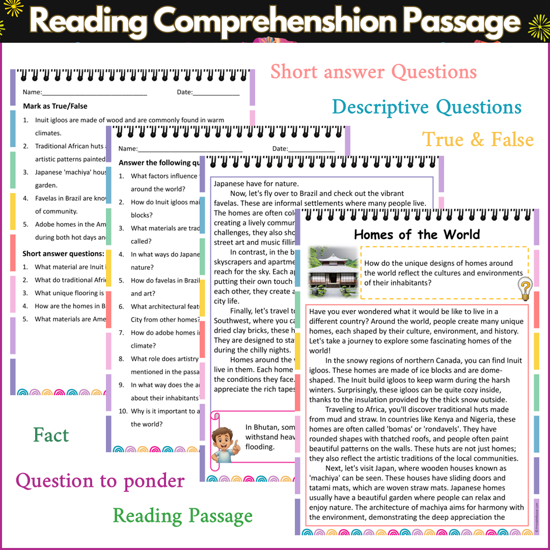 Homes of the World | Reading Comprehension Passage and Questions ...