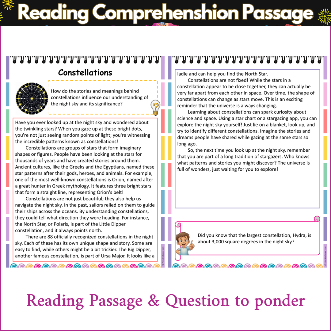 Constellations | Reading Comprehension Passage and Questions ...